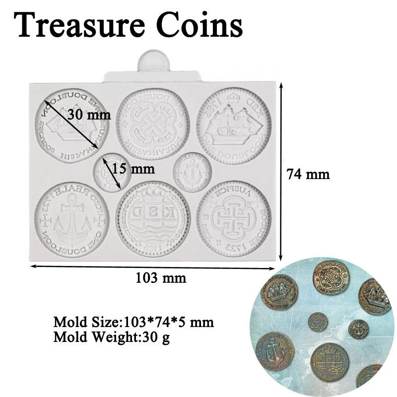 Ocean Coin Gold Coin Fondant Mold Silicone Dry Pace Mold Chocolate DIY ...