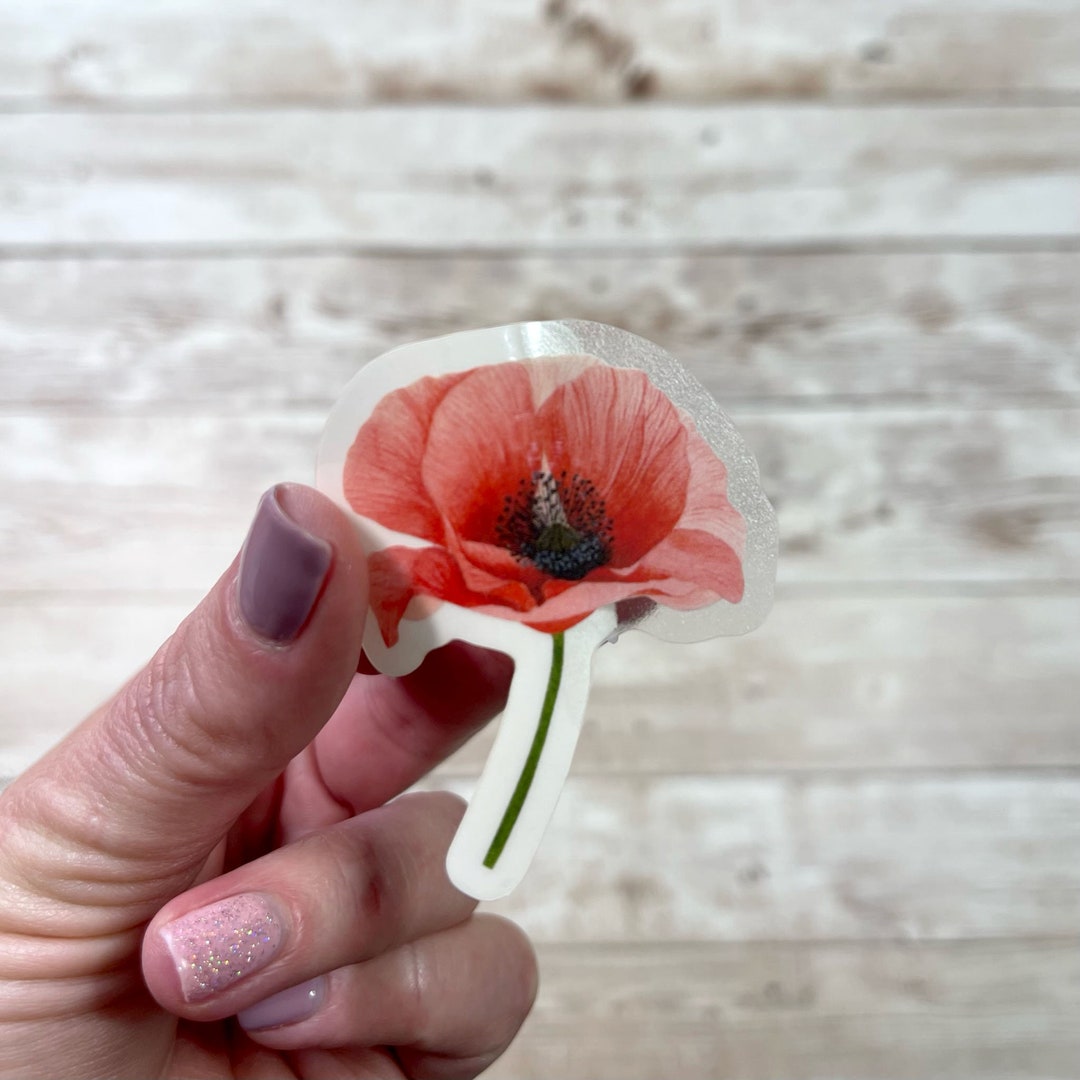 Clear Vinyl Red Poppy Sticker - Etsy