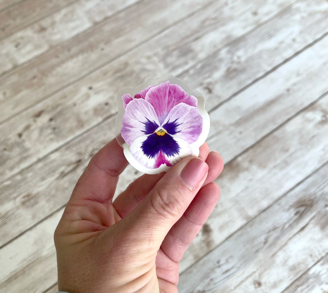Clear Vinyl Pink Pansy Sticker - Etsy