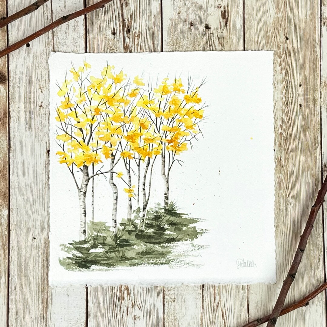 Original Aspen Tree Watercolor Painting - Etsy