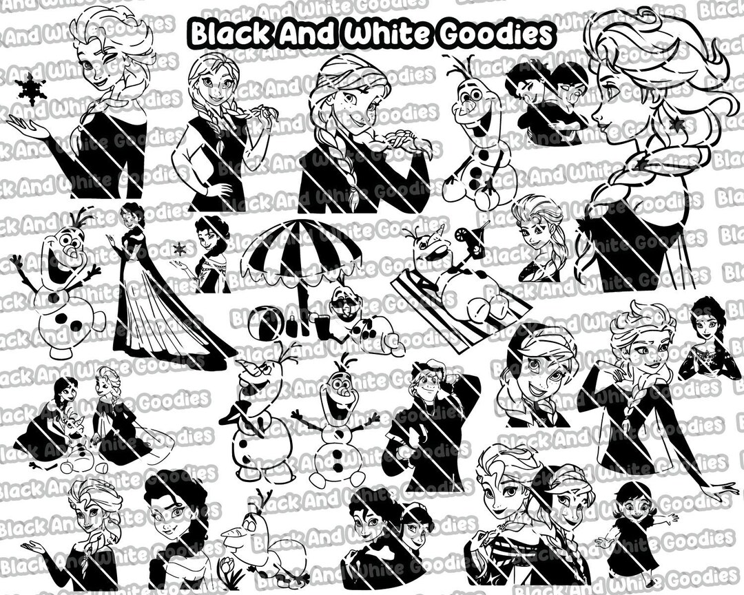 Frozen Outline, Frozen Silhouette, Frozen Svg, Elsa Outline, Anna ...