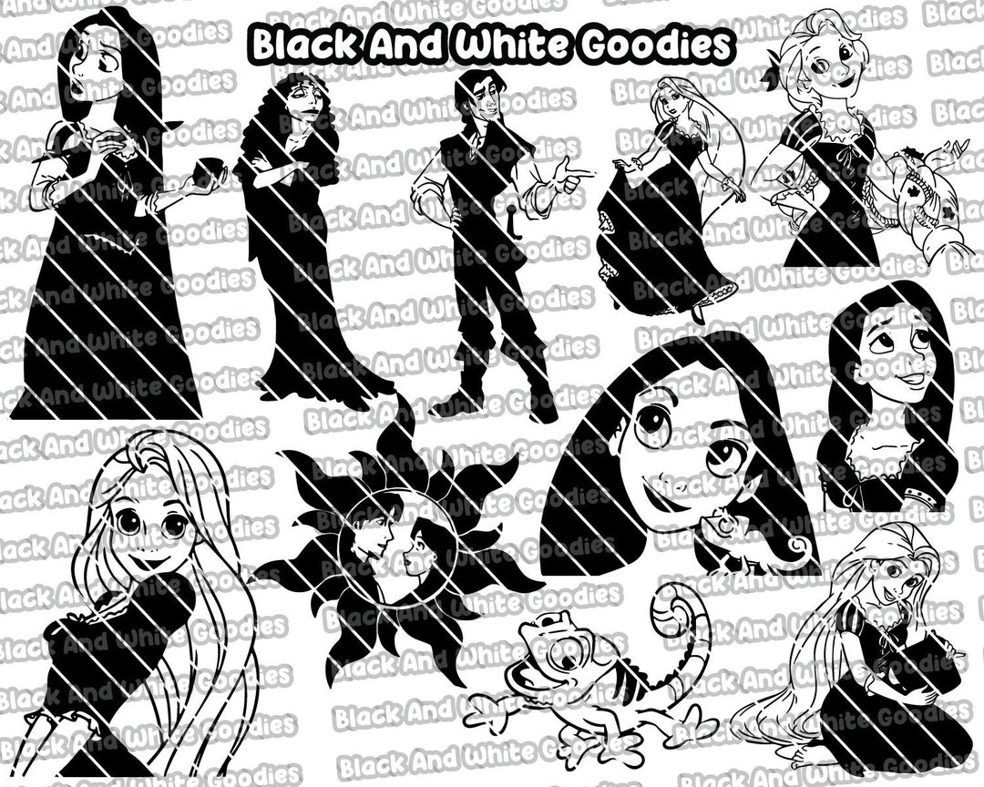 Tangled Silhouette, Tangled Svg, Rapunzel Silhouette, Rapunzel Svg ...