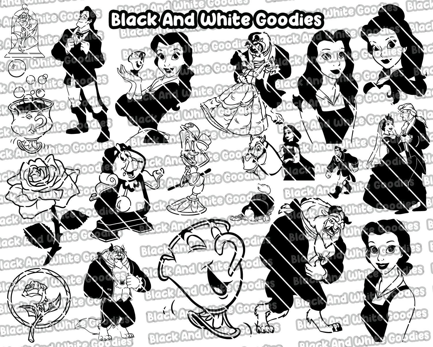 Beauty and the Beast Silhouette Beauty and the Beast Svg - Etsy