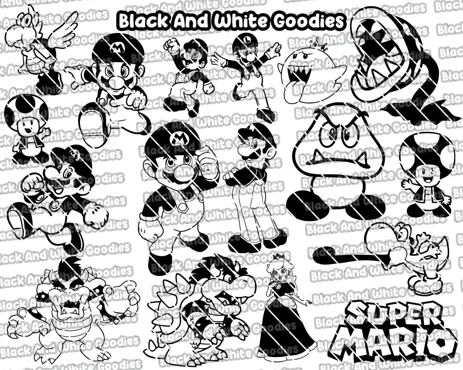 Super Mario Silhouette, Super Mario Svg, Super Mario Outline, Super ...