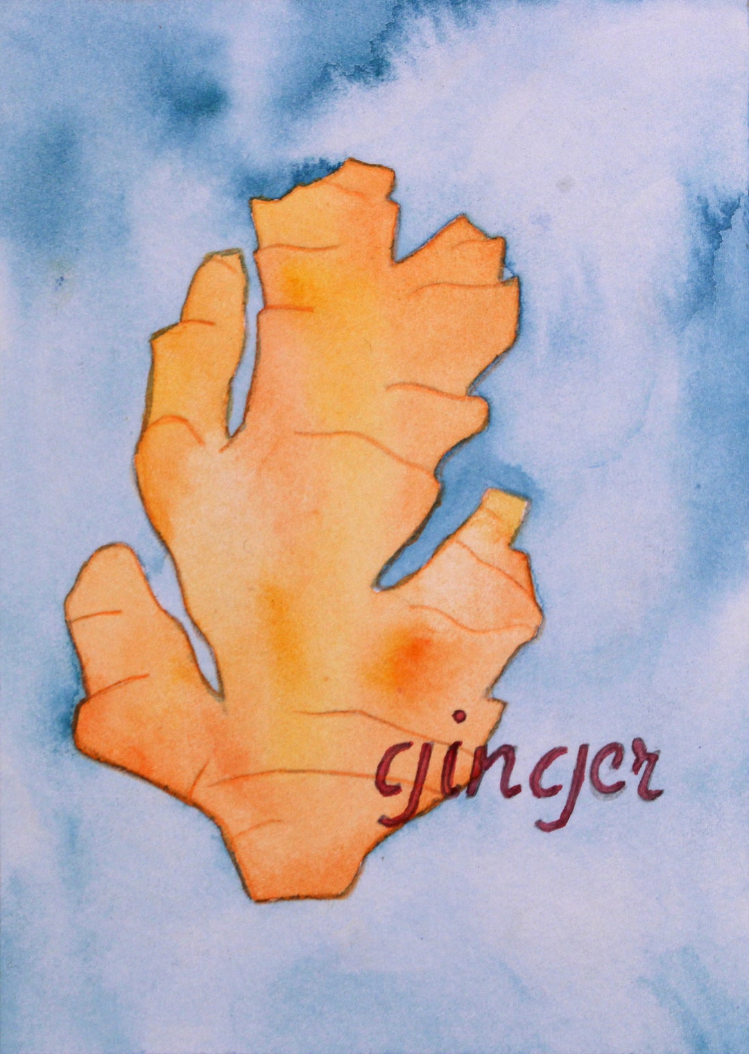 Original Ginger Watercolor Painting Painted by Hand With FRAME - Etsy