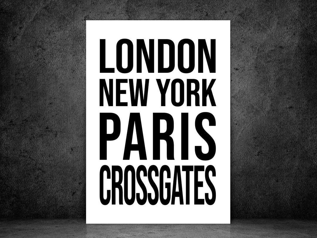 CROSSGATES Iconic Bold Town Scotland Print Poster FIFE Gift Bespoke ...