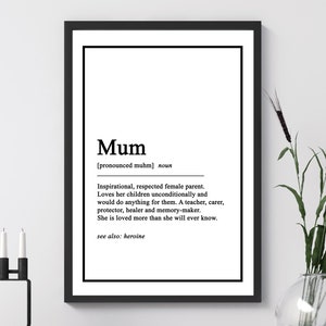Mum Definition Print Custom Print Decor Gift Bespoke A5 A4 A3 Framed - Etsy