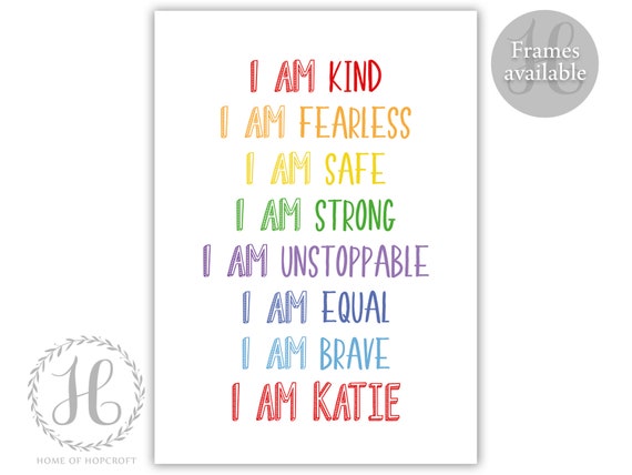 I Am Rainbow Positive Kids Personalised Inspirational | Etsy