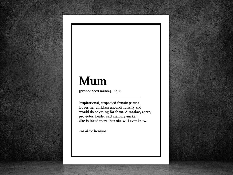 Mum Definition Print Custom Print Decor Gift Bespoke - Etsy