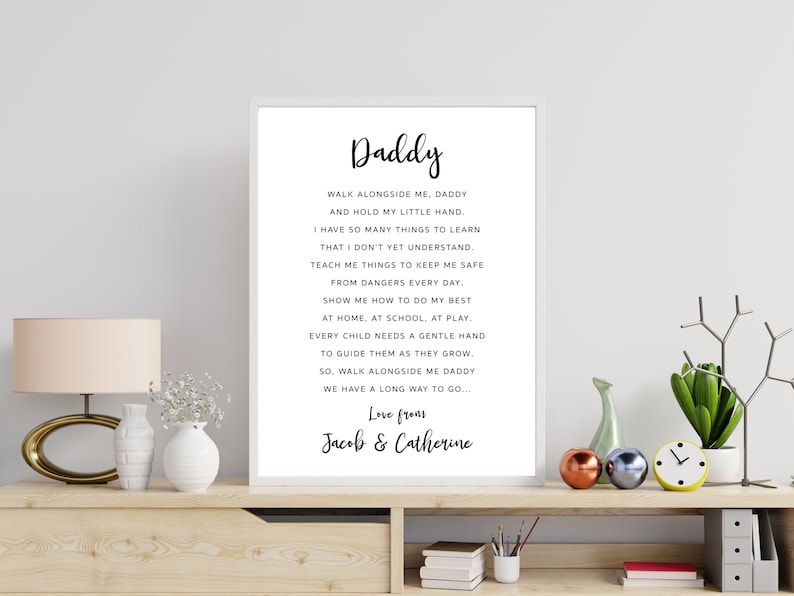 Daddy Personalised Poem Walk Alongside Me Dad Print - Etsy UK