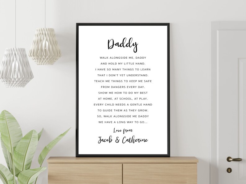 Daddy Personalised Poem Walk Alongside Me Dad Print - Etsy UK