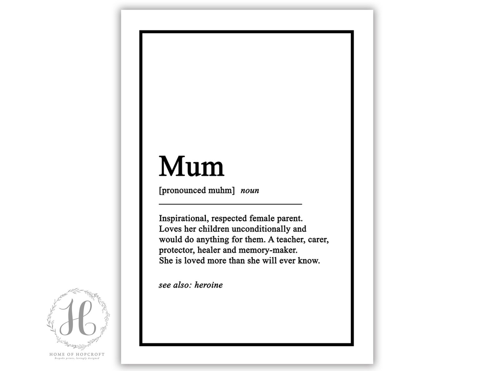 Mum Definition Print Custom Print Decor Gift Bespoke | Etsy