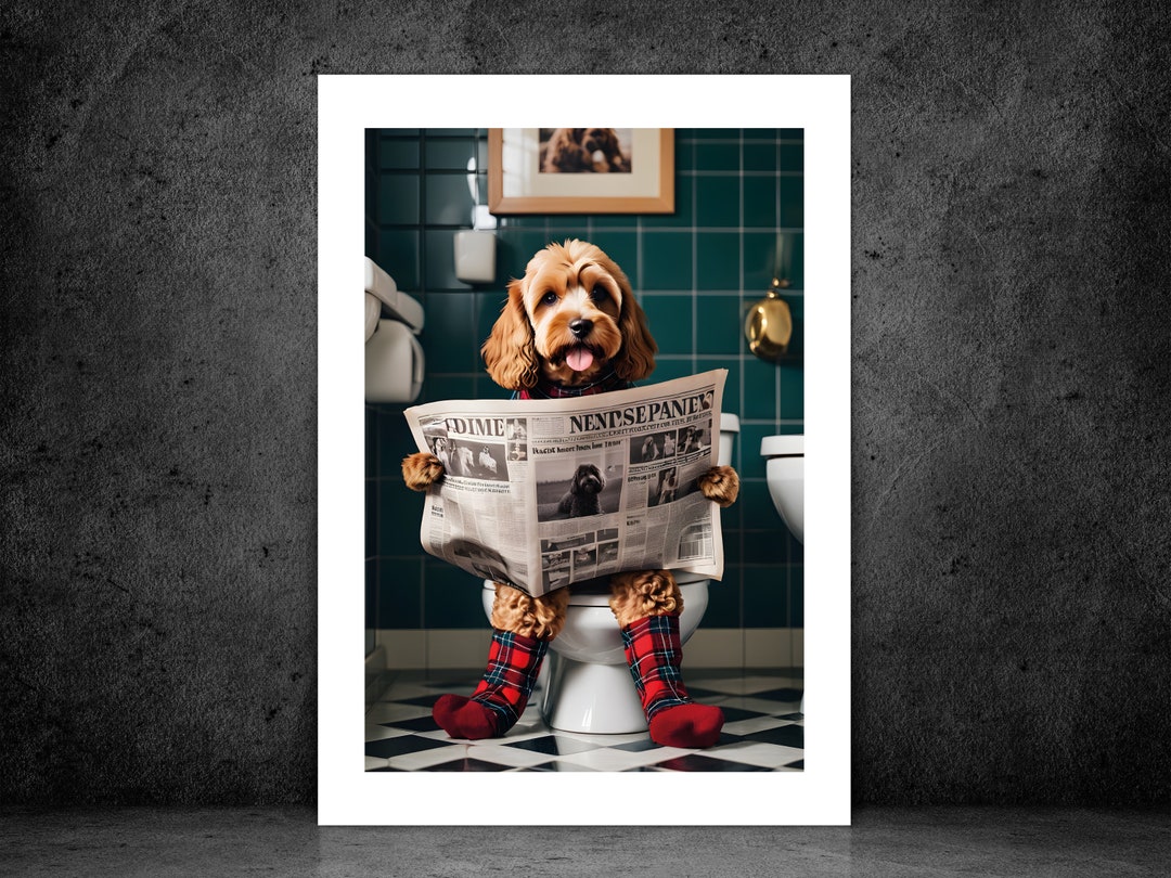 Cockapoo Dog Toilet Bathroom Scottish Tartan Art Funny Pet Dog Print ...
