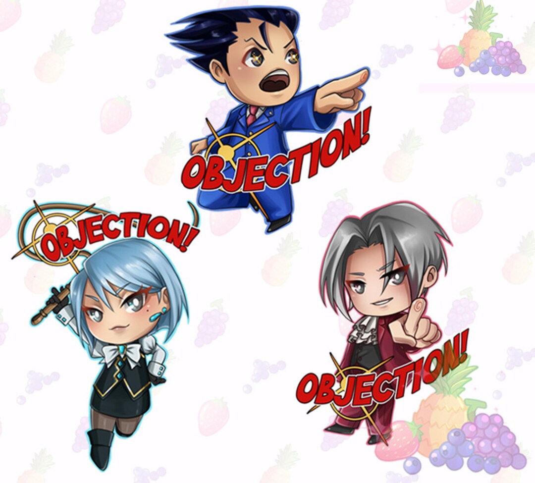 Ace Attorney Phoenix Wright Keychain Edgeworth Phoenix Franziska Print ...