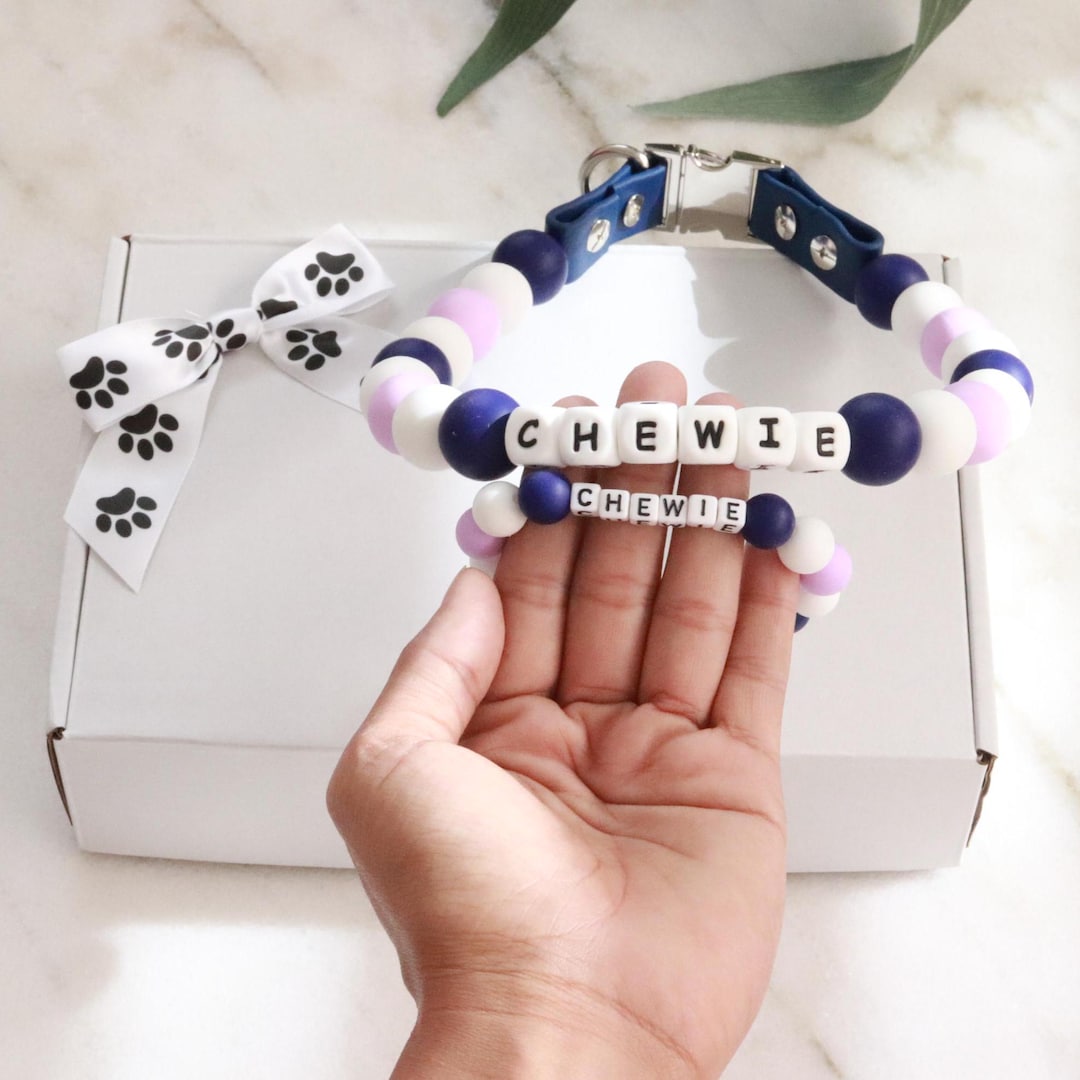 Friendship Bracelet Dog Collar Set, Beaded Dog Necklace,matching Dog ...