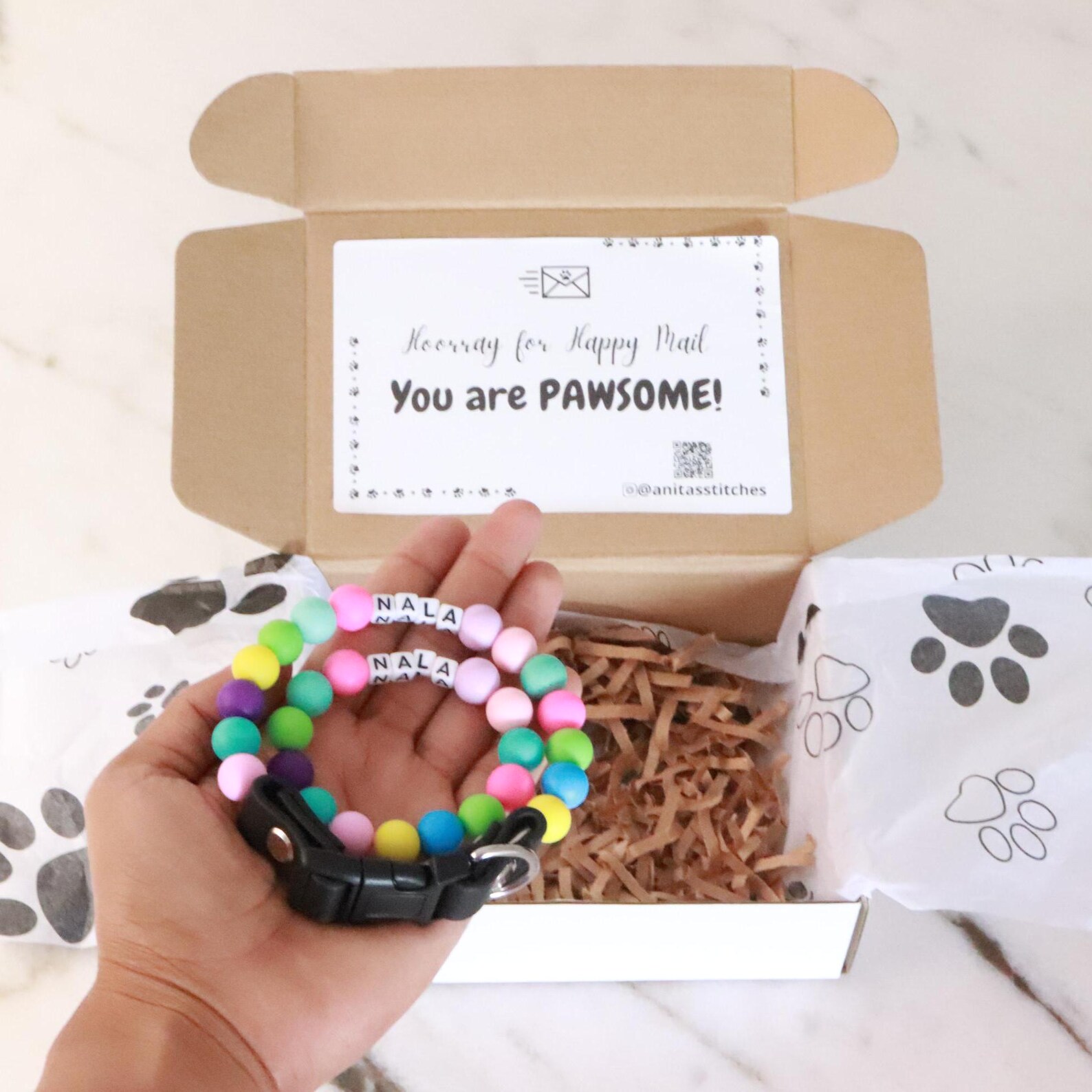 Friendship Bracelet Cat Collar Set,beaded Cat Name Necklace,matching ...