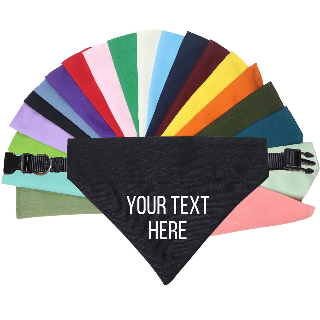 Custom Text Dog Bandana Over the Collar, Business Text Dog or Cat ...