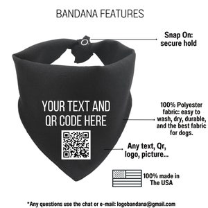 Custom Qr Code Dog Bandana,personalized Cat Bandana,snap on Pet Scarf ...