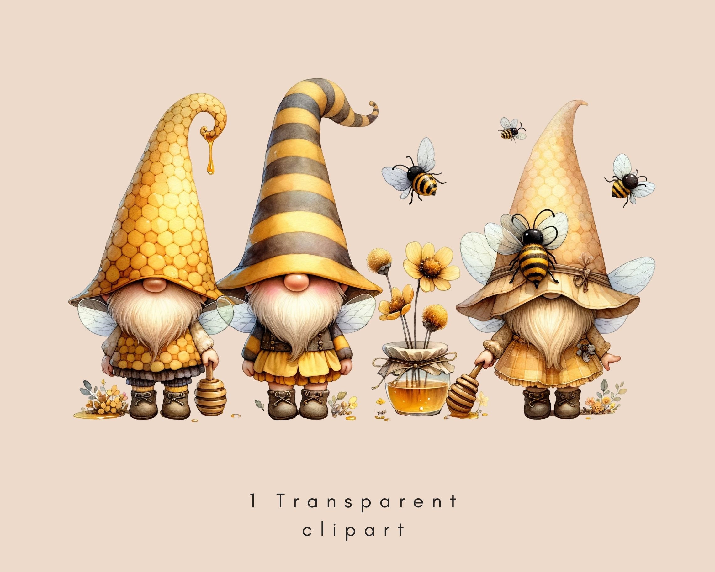 Honey Bee Gnome Clipart, Sunflower Gnome Clipart, Bee Gnome Png, Gnome ...