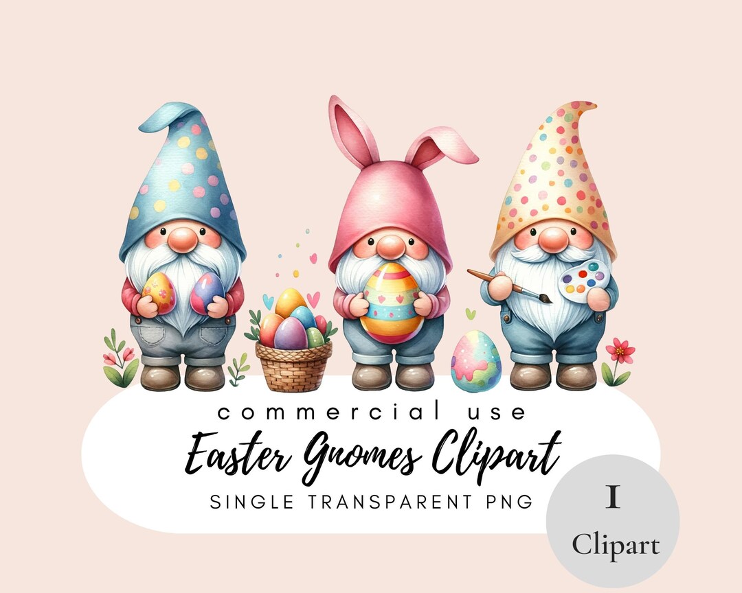 Easter Day Gnome Png, Watercolor Easter Gnome Collection Clipart ...
