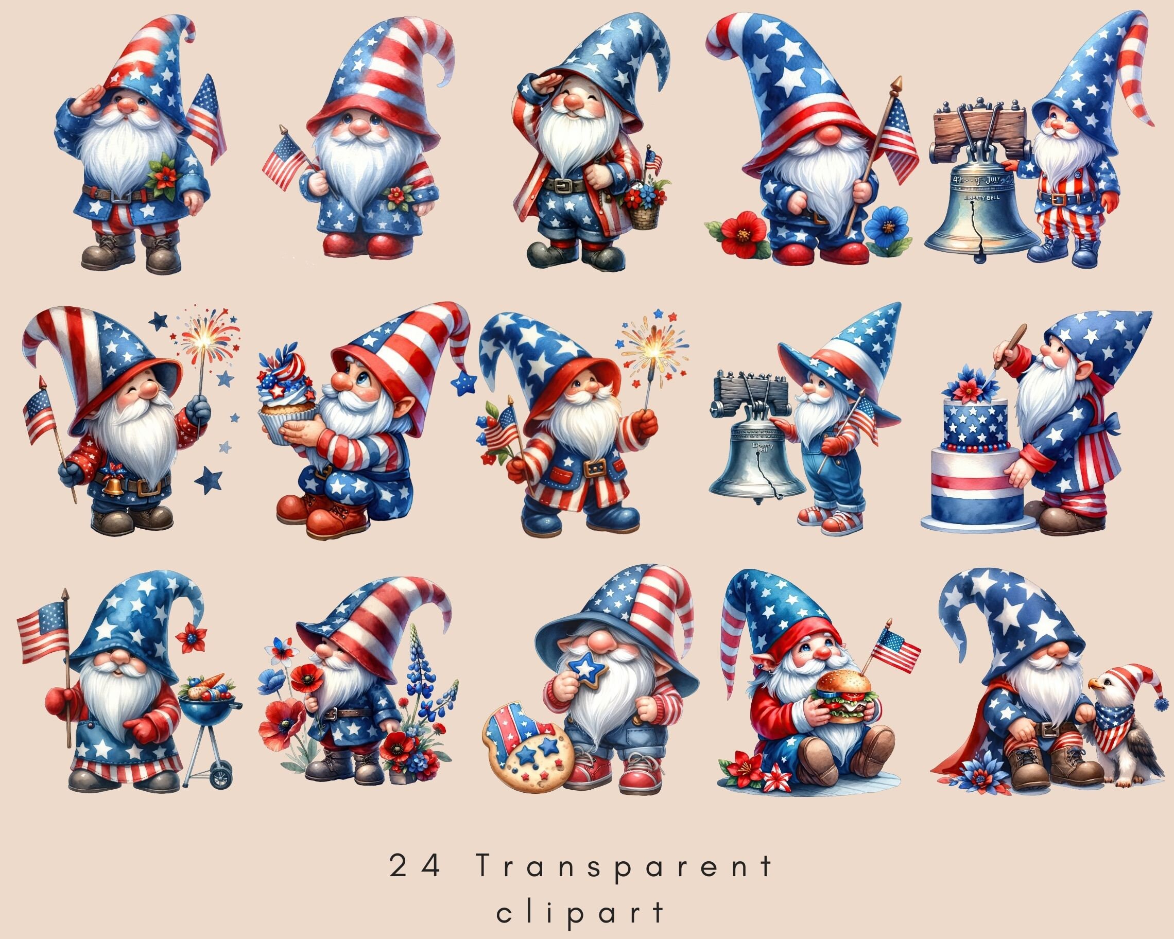 Patriotic Gnome Png, Memorial Day Gnome Png, Fourth of July Gnome PNG ...