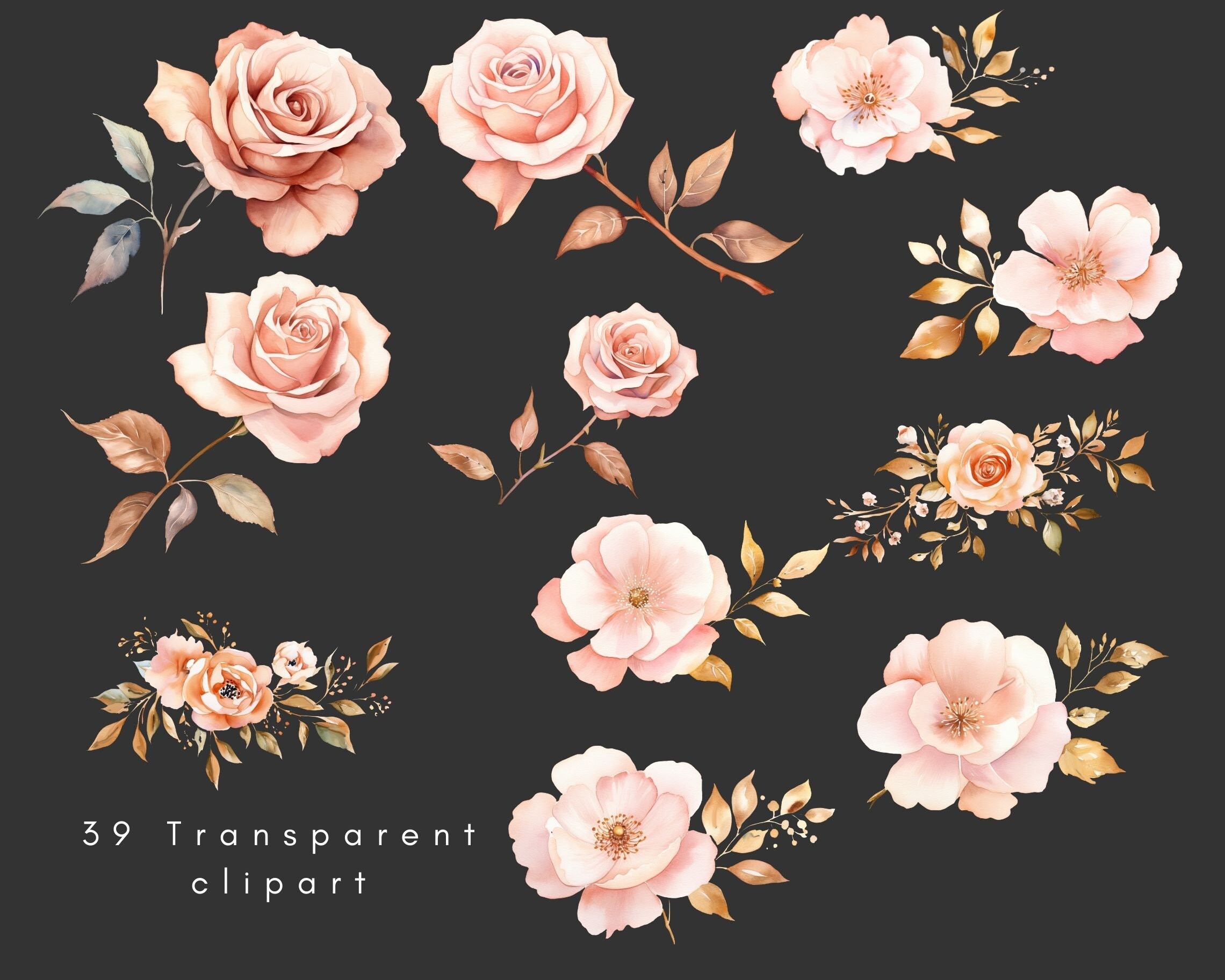Rose Gold Floral Wreath Png, Gold Rose Corner Clipart, Rose Gold Flower ...