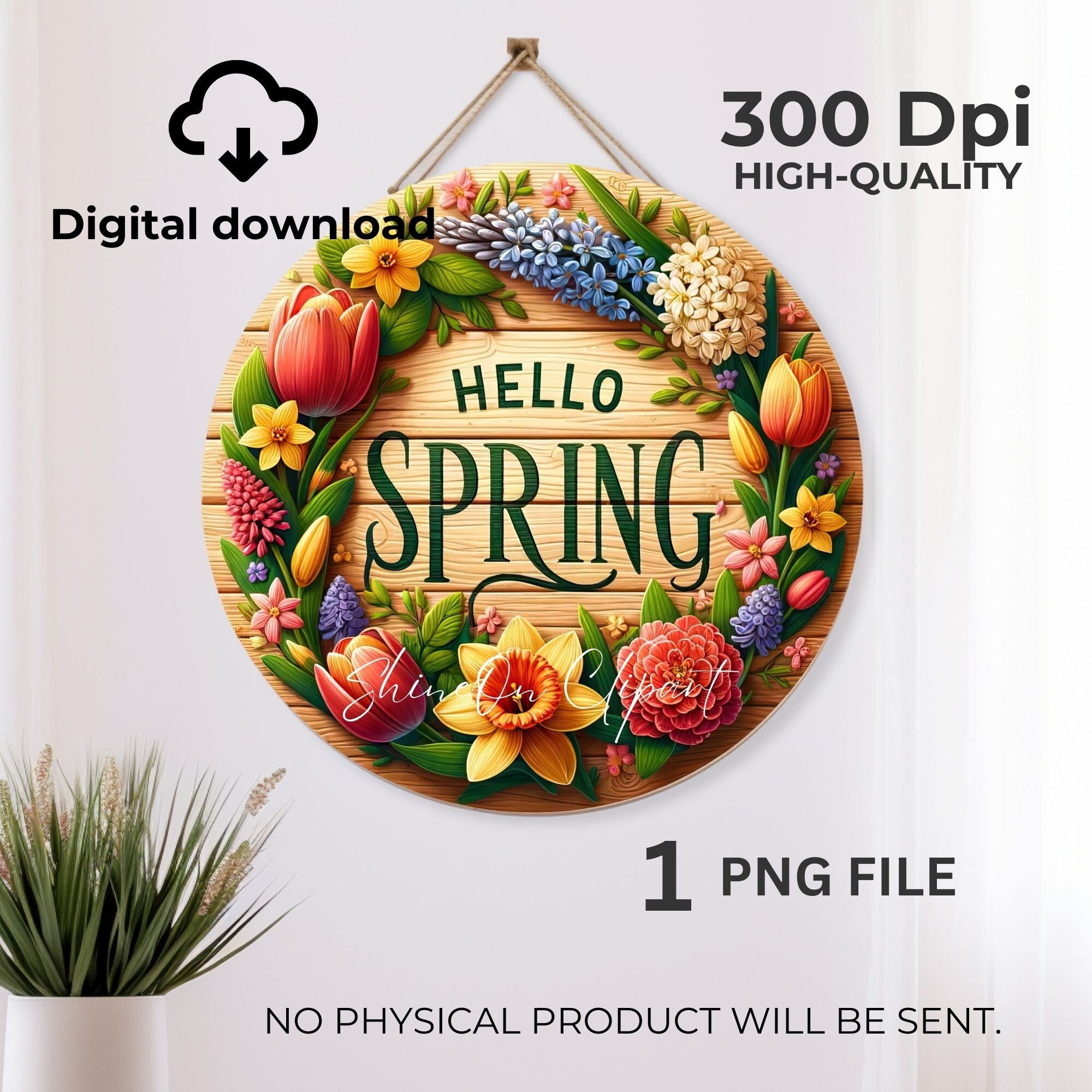 Hello Spring Wreath Sign Png, Hello Spring Clipart, Spring Wreath Signs ...