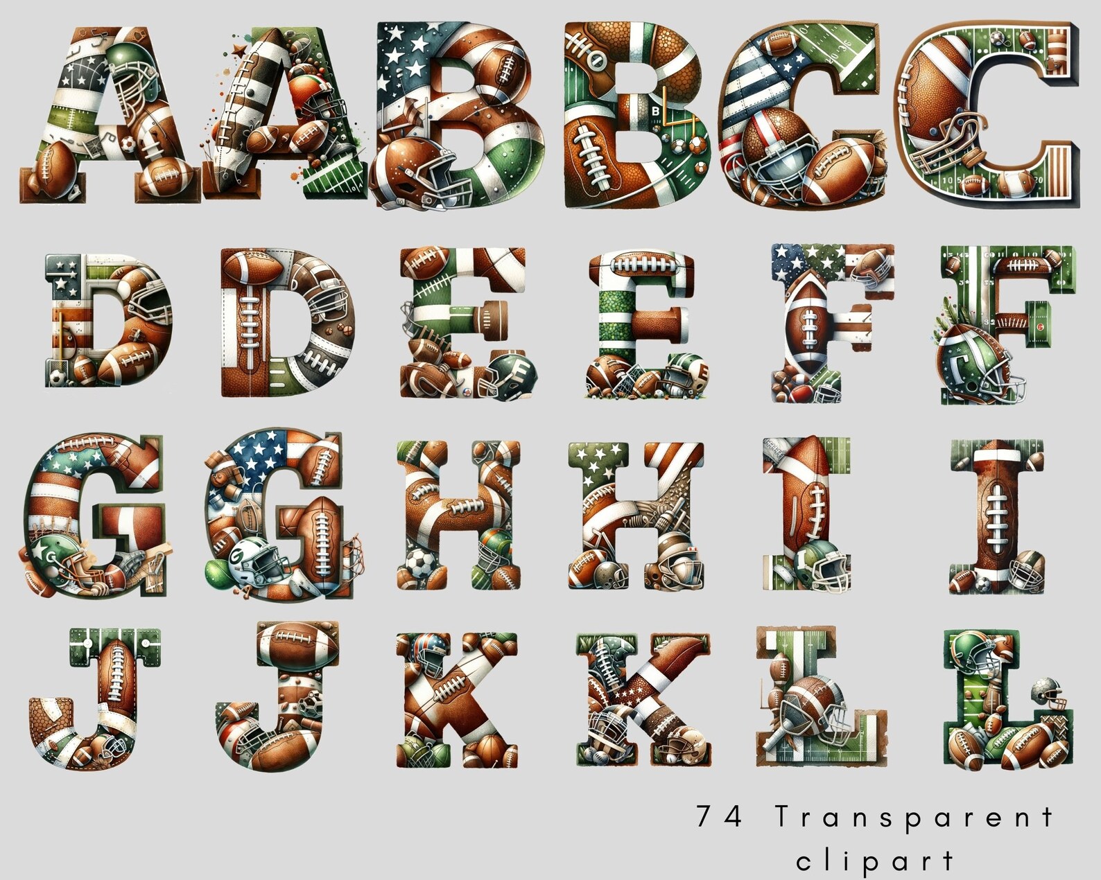 Printable Football Alphabet Letters, Football Letters Numbers Png ...