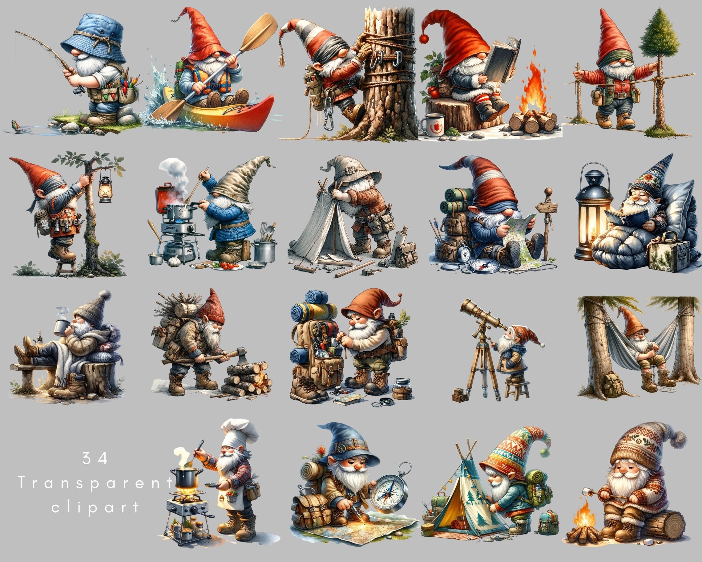 Camping Gnome Png, Camping Gnome Clipart, Father Gnome Clipart, Fathers ...