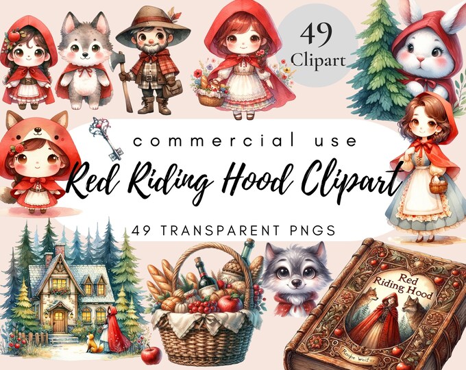 Little Red Riding Hood, Clipart PNG - Etsy Canada