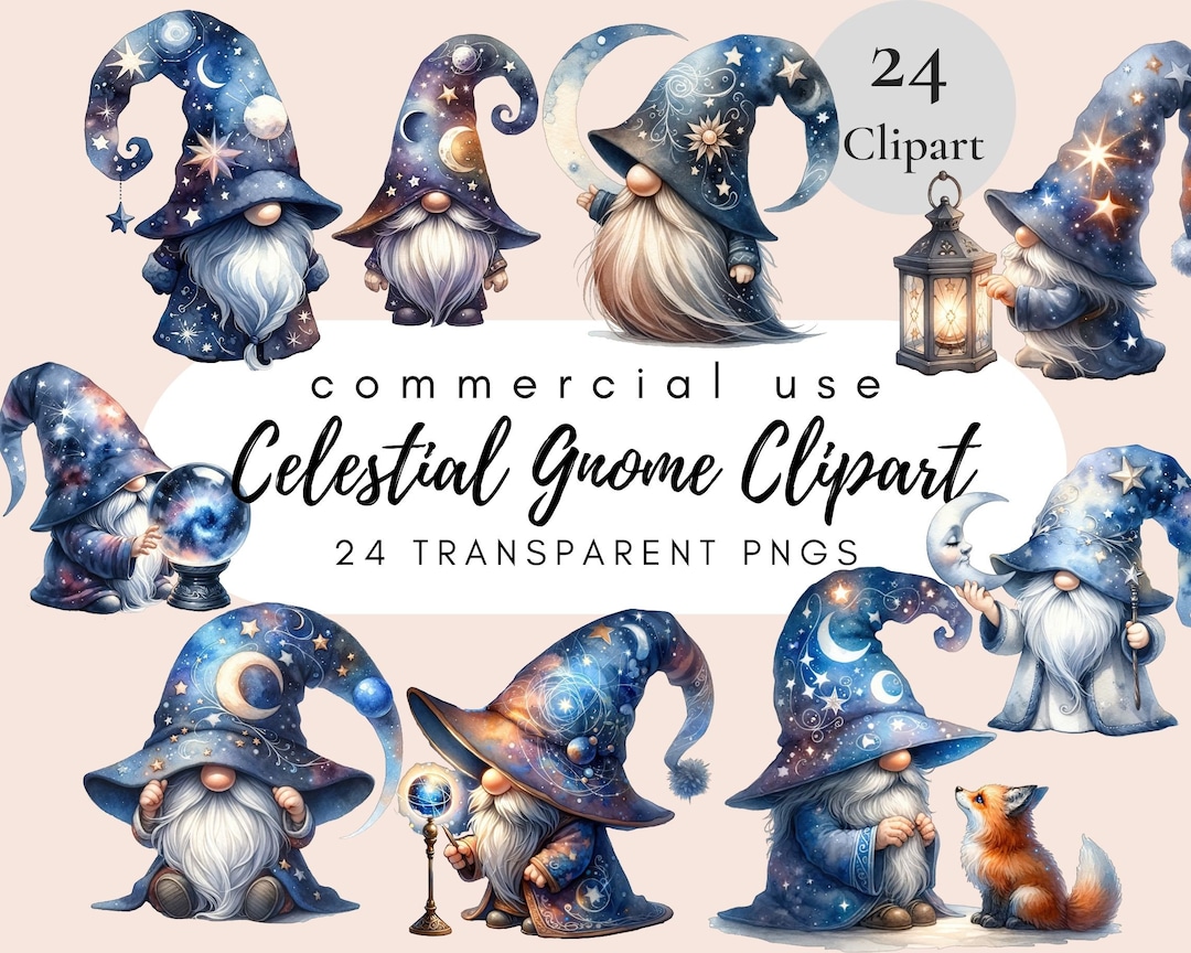 Celestial Gnomes Png, Galaxy Gnomes, Moon & Stars Gnome Clipart PNG ...