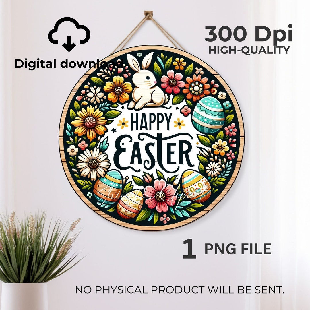 Happy Easter PNG, Easter Door Sign, Happy Easter Sign Clipart, Easter ...