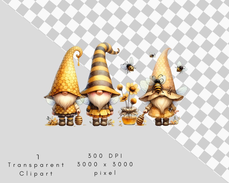 Honey Bee Gnome Clipart, Sunflower Gnome Clipart, Bee Gnome Png, Gnome ...