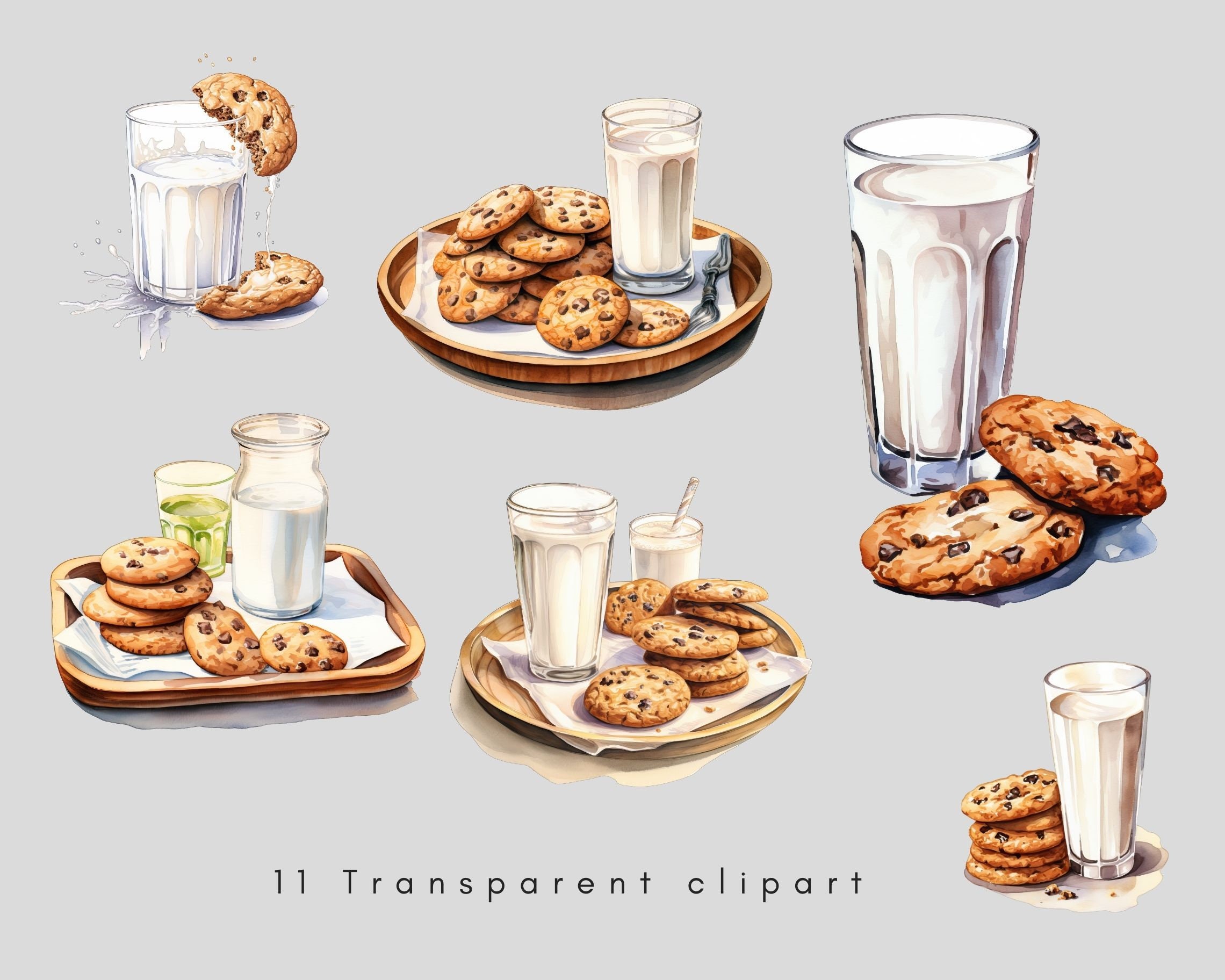 Milk and Cookies Clipart, Chocolate Chip Cookies Clipart, Cookies and ...