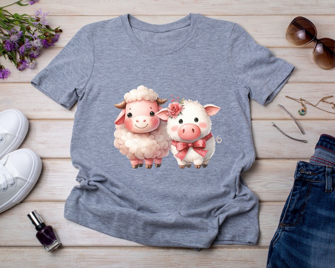 Valentine Farm Animals Clipart, Farmhouse Clipart, Baby Animals ...