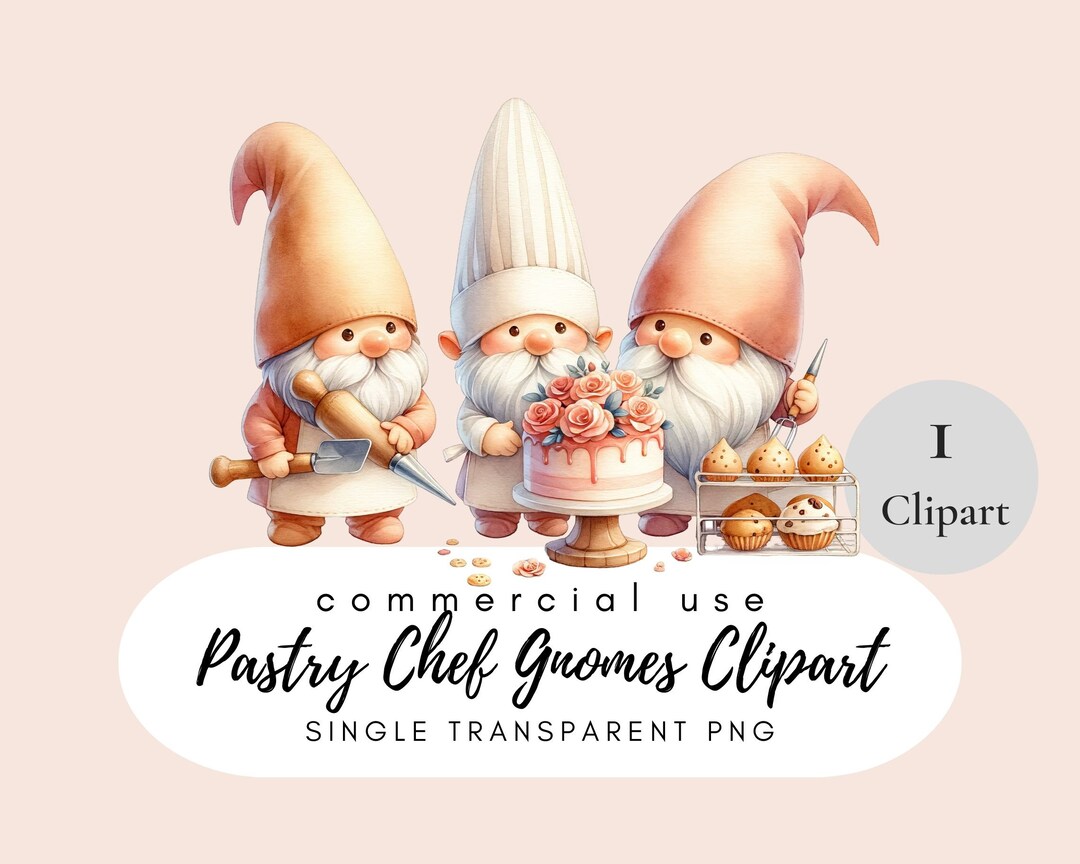 Pastry Chef Clipart, Gnome Chef Clipart, Little Chef Clipart, Pink ...