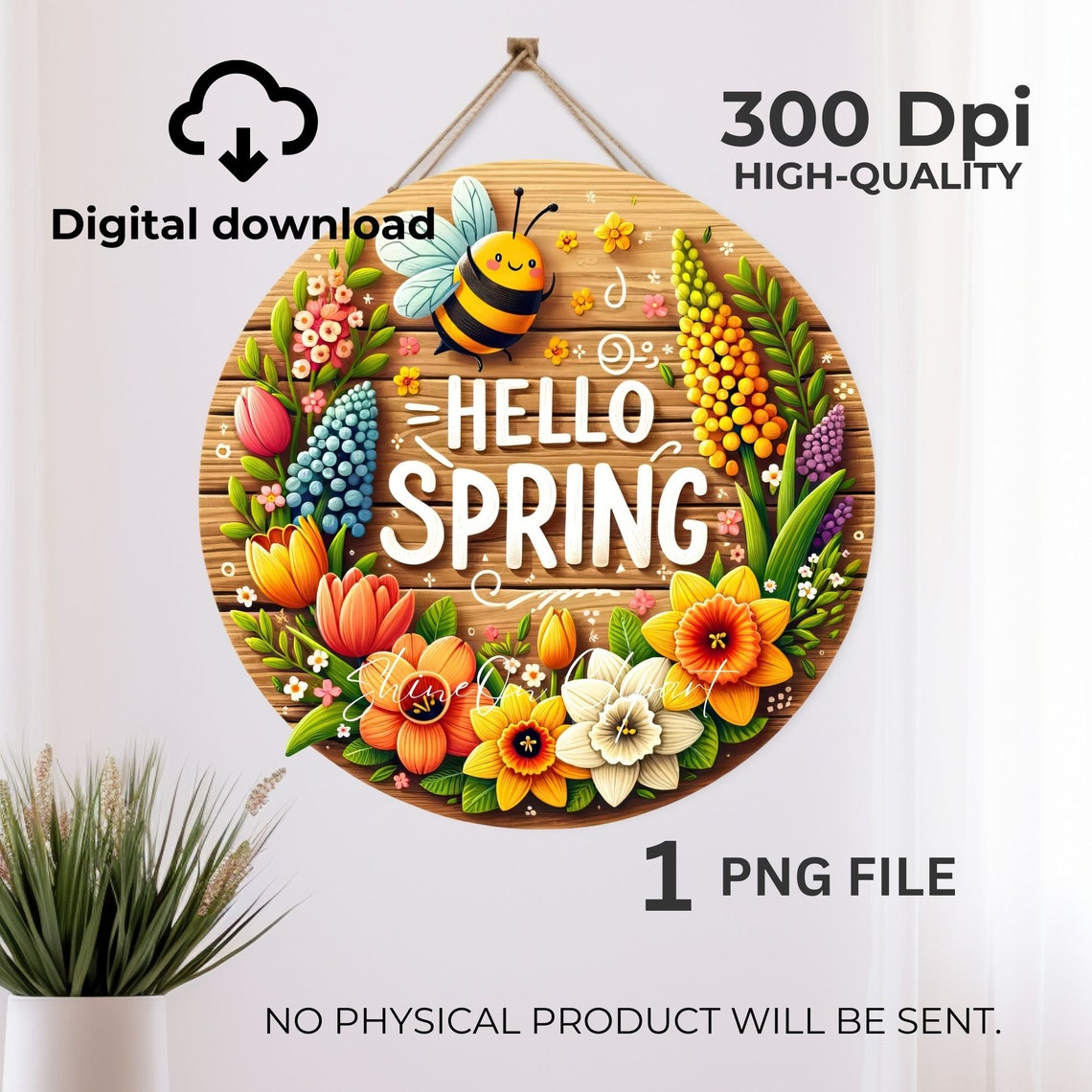 Hello Spring Wreath Sign Png, Hello Spring Clipart, Spring Wreath Signs ...