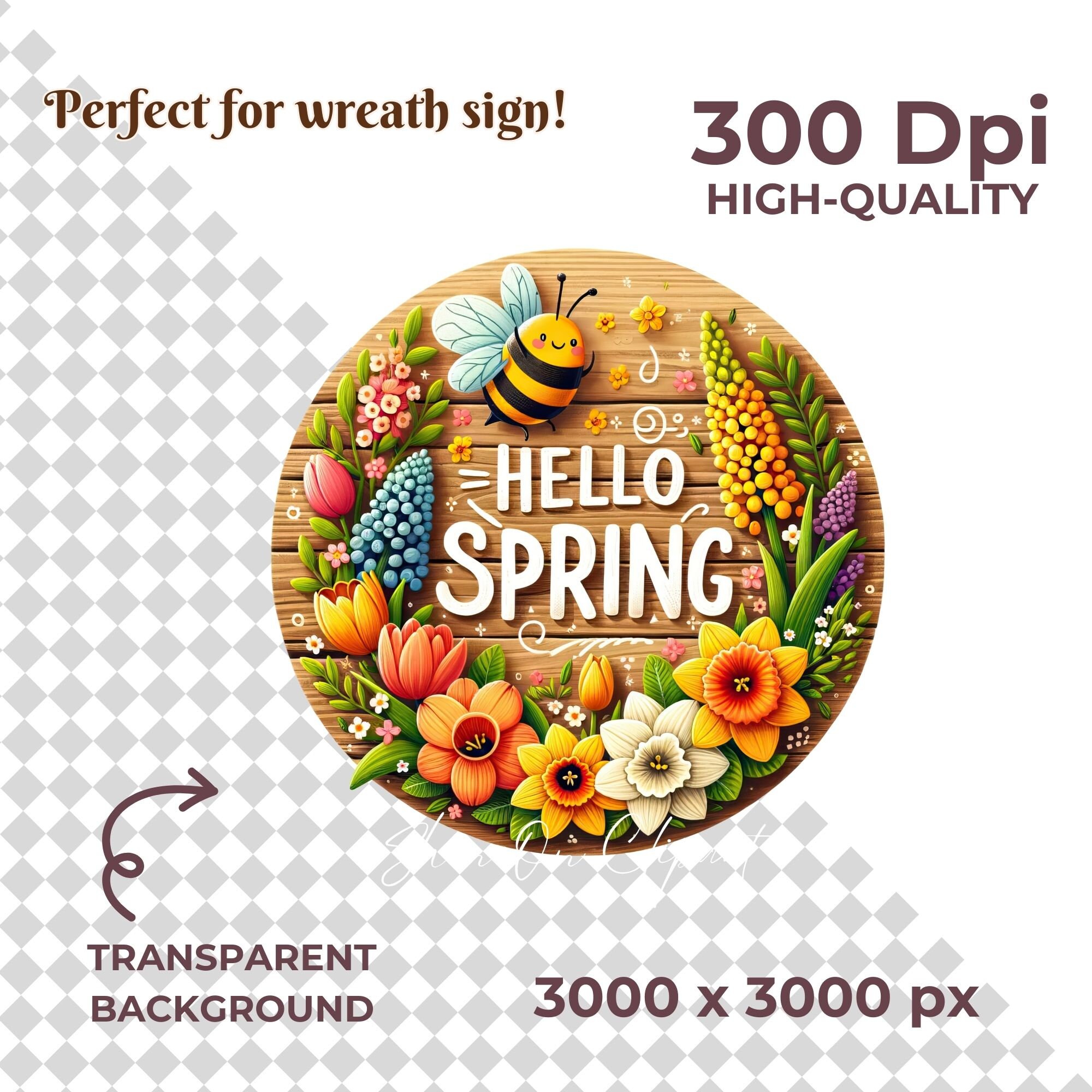 Hello Spring Wreath Sign Png, Hello Spring Clipart, Spring Wreath Signs ...