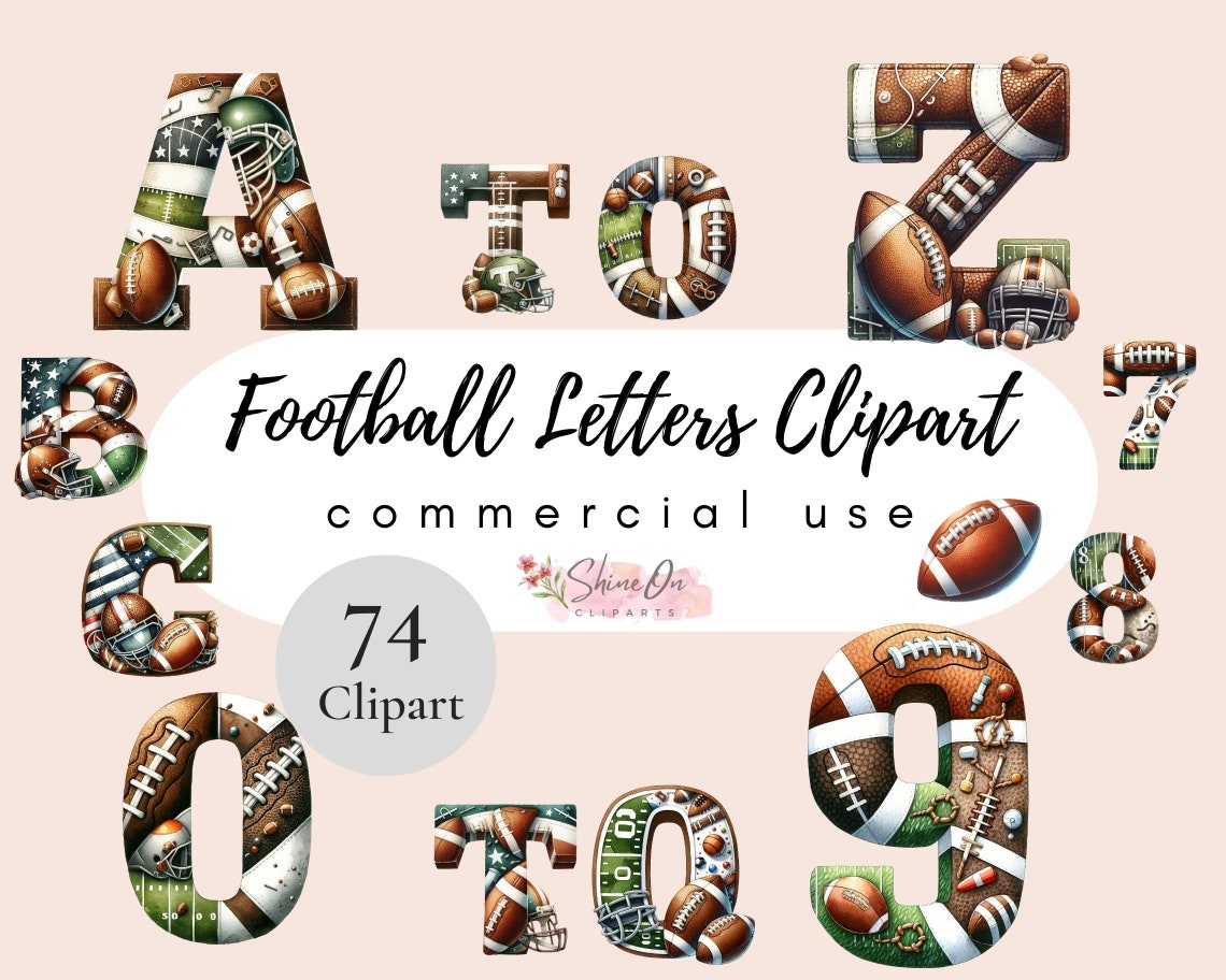 Printable Football Alphabet Letters, Football Letters Numbers Png ...