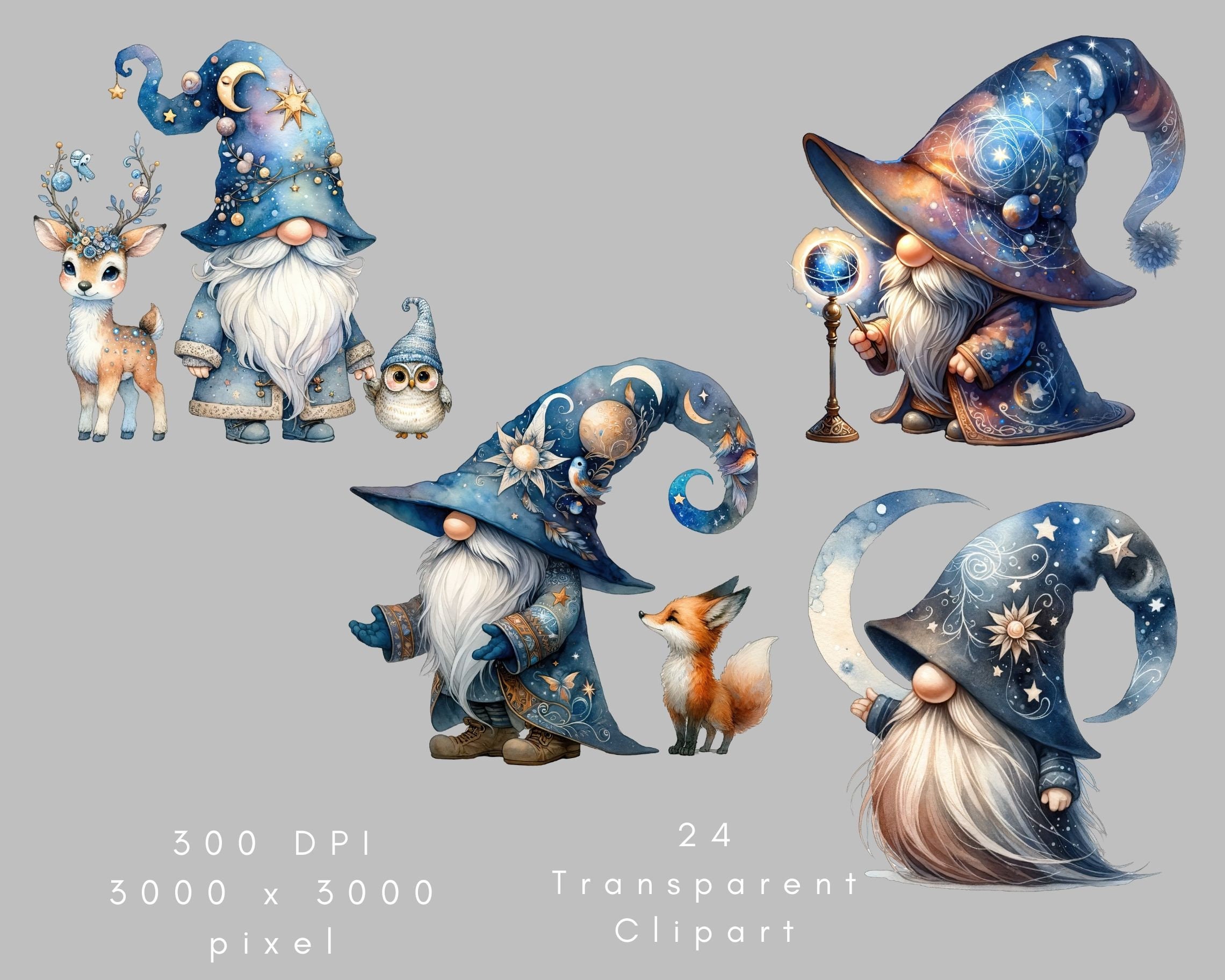 Celestial Gnomes Png, Galaxy Gnomes, Moon & Stars Gnome Clipart PNG ...