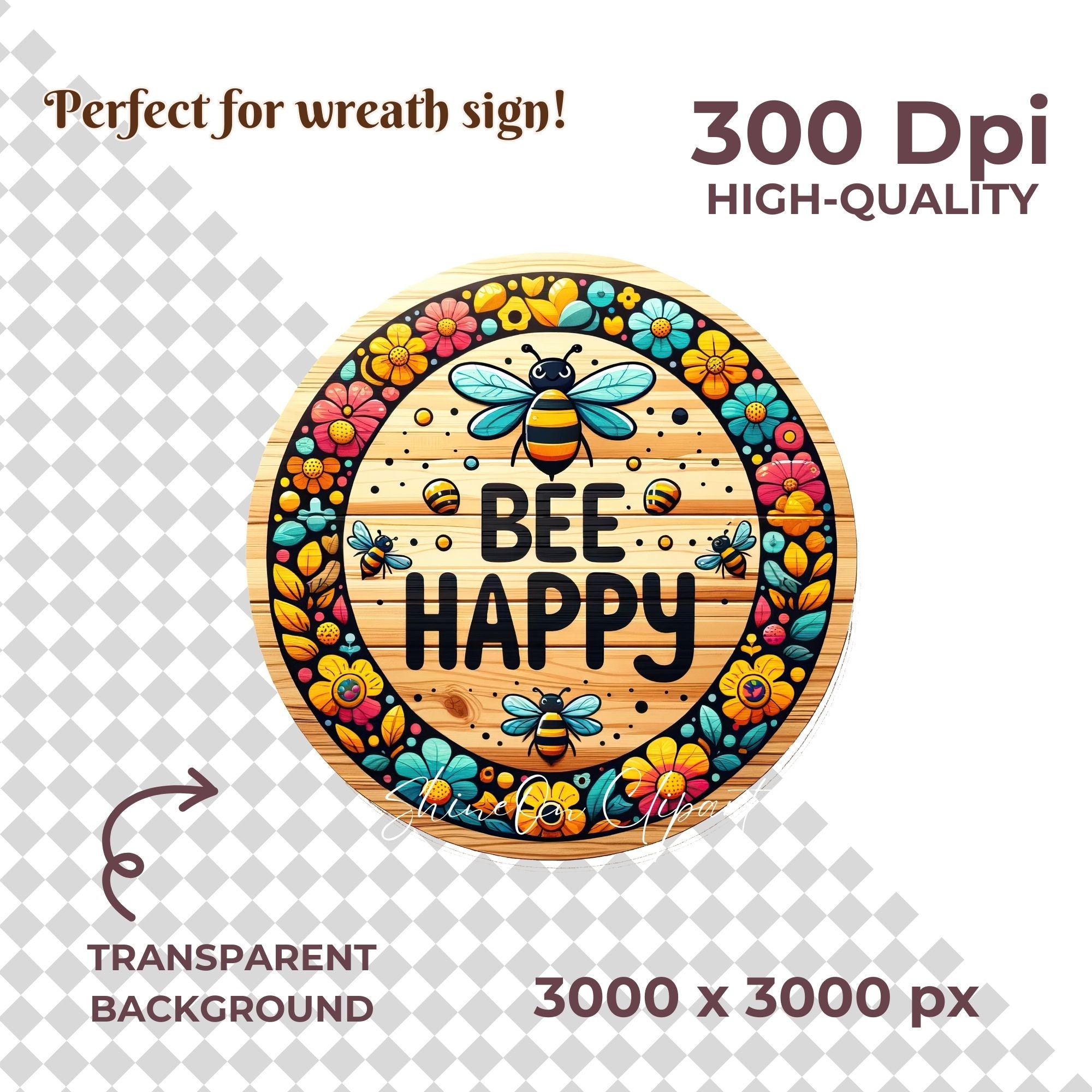 Bee Happy Wreath Sign, Bee Happy Sign, Bee Happy PNG - Etsy