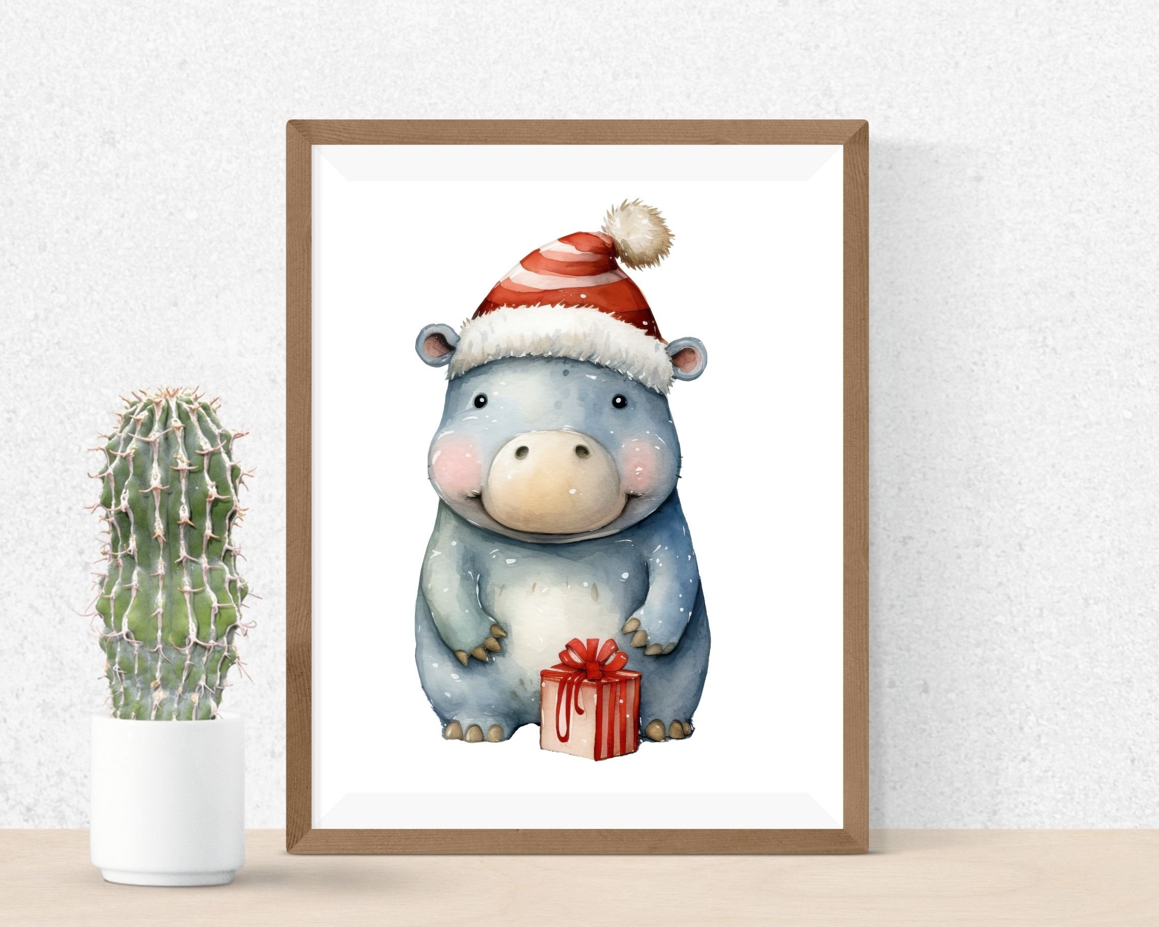 Christmas Hippo Clipart, Christmas Hippo Png, Sublimation Design, Baby ...
