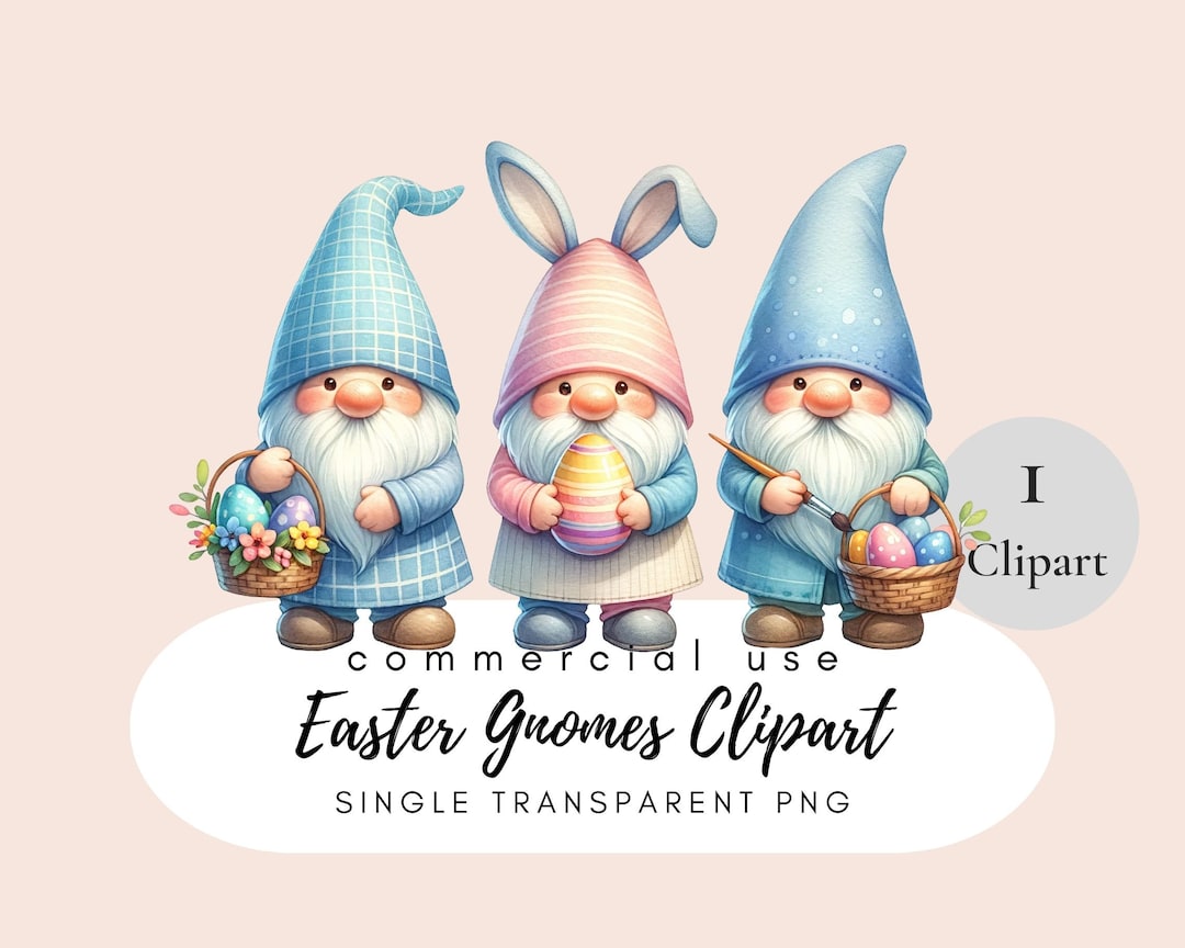 Easter Day Gnome Png, Watercolor Easter Gnome Collection Clipart ...