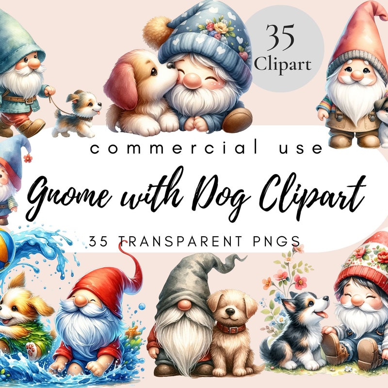Dog Gnome Clipart - Etsy