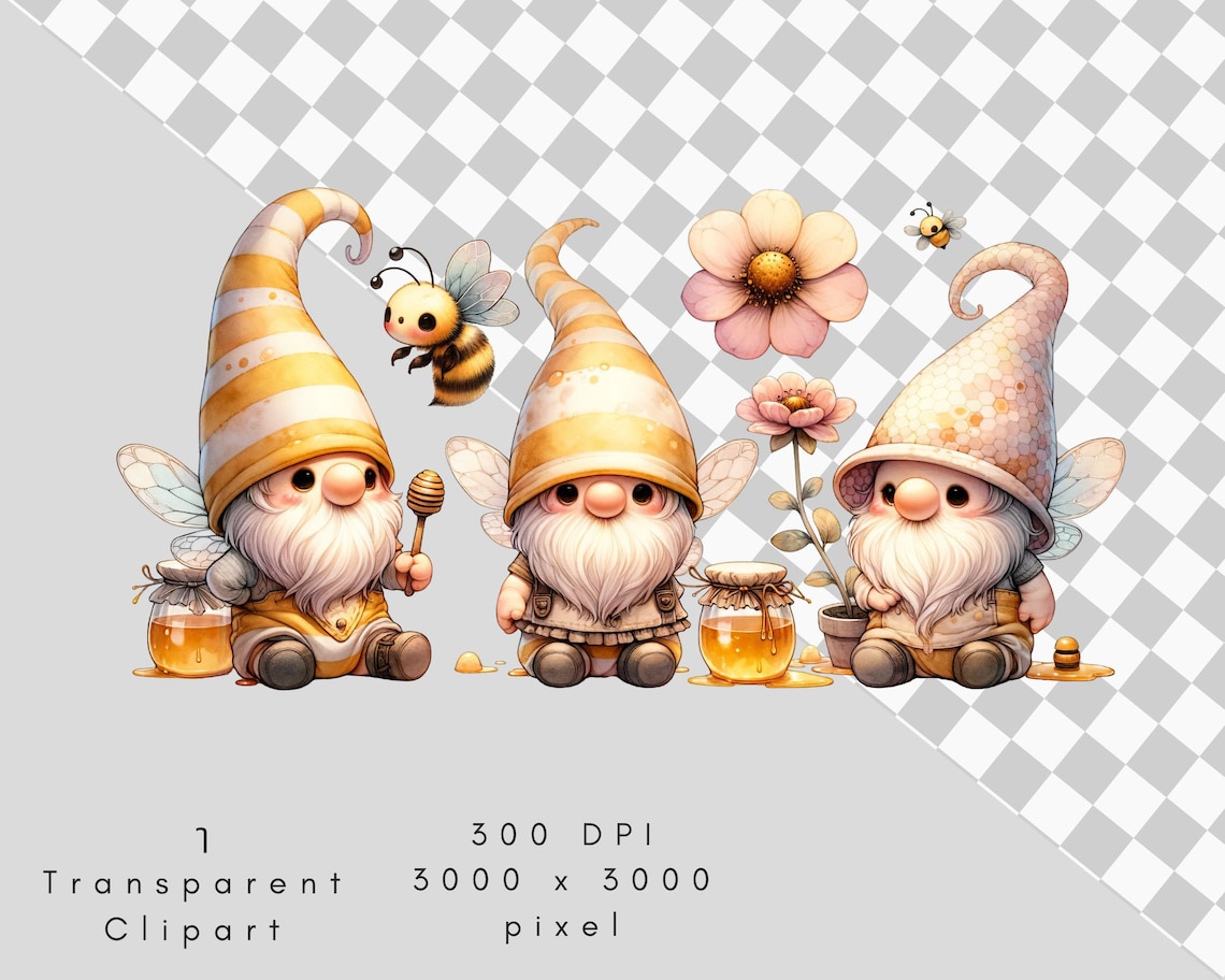Honey Bee Gnome Clipart, Sunflower Gnome Clipart, Bee Gnome Png, Gnome ...