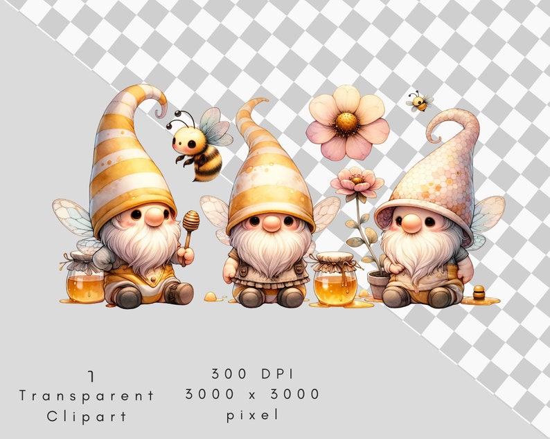 Honey Bee Gnome Clipart, Sunflower Gnome Clipart, Bee Gnome Png, Gnome ...