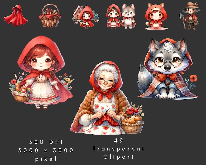 Little Red Riding Hood Clipart, Little Red Riding Hood Png, Red Riding ...