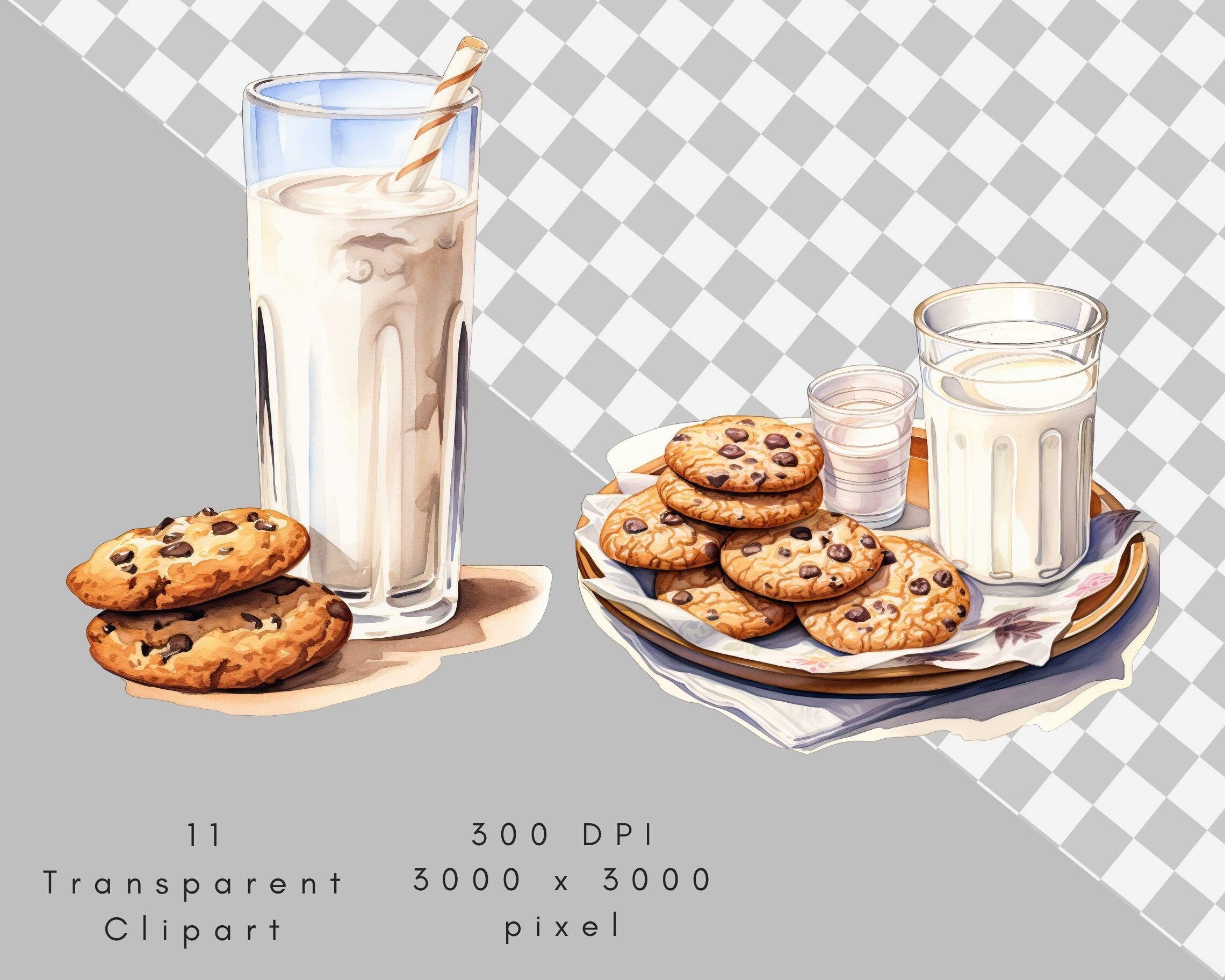Milk and Cookies Clipart, Chocolate Chip Cookies Clipart, Cookies and ...