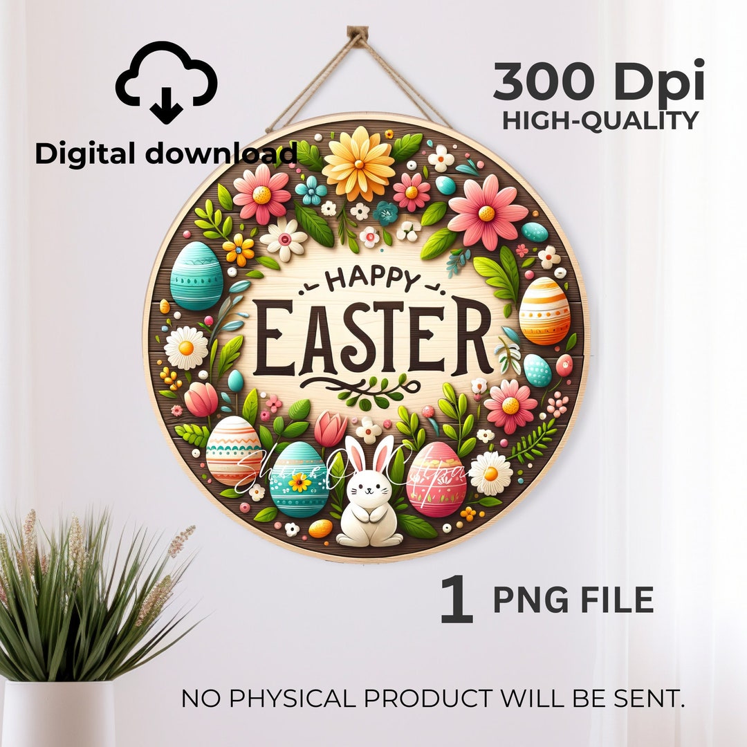 Happy Easter PNG, Easter Door Sign, Happy Easter Sign Clipart, Easter ...