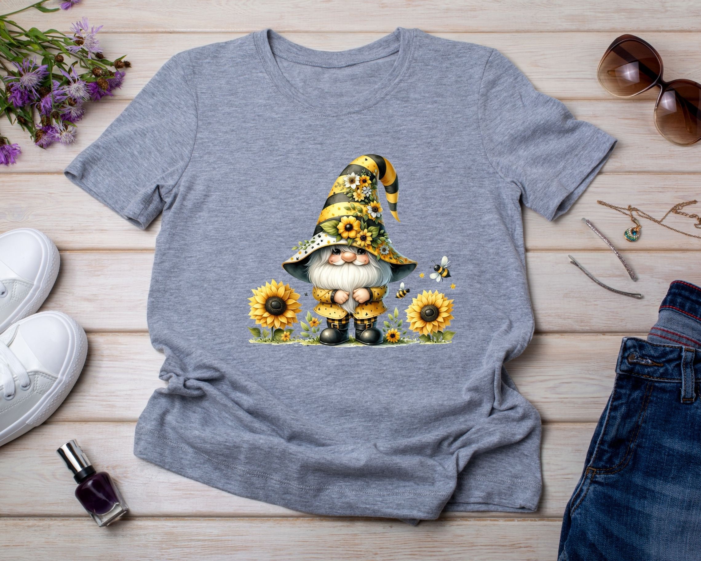 Honey Bee Gnome Clipart, Sunflower Gnome Clipart, Bee Gnome Png, Gnome ...